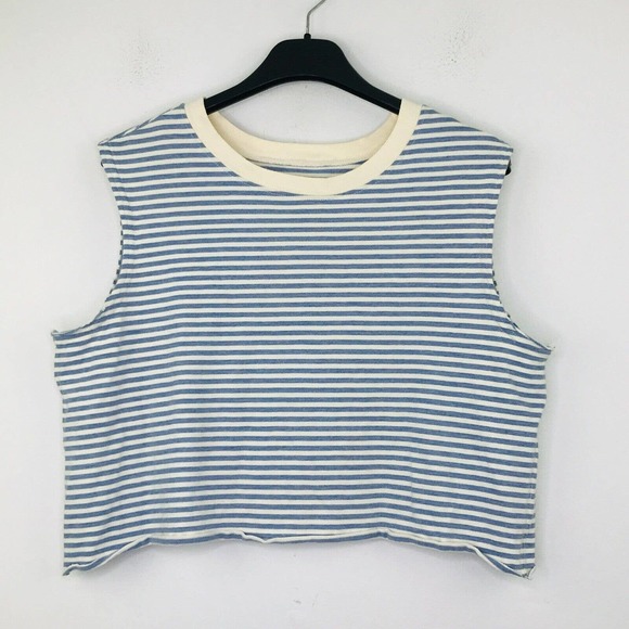 Current/Elliott | Tops | Currentelliott Womens Shirt White Blue Stripe ...